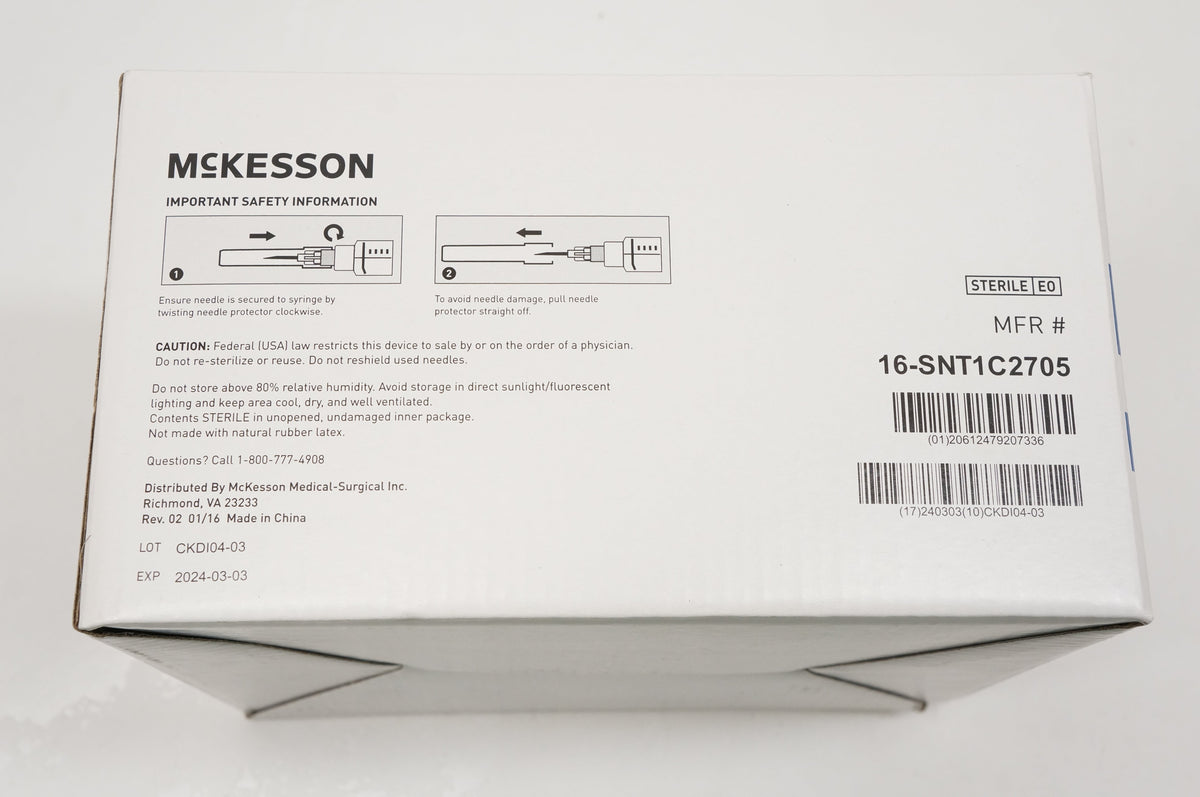McKesson 16-SNT1C2705 Tuberculin Syringes W/Ndle 1cc, 27G x 1/2inch ...