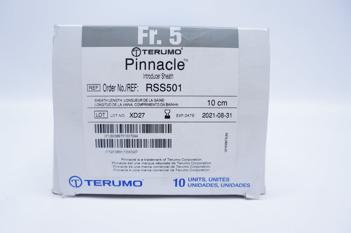 Terumo RSS501 Pinnacle Introducer Sheath 5Fr., 10cm x 0.035inch - Box ...