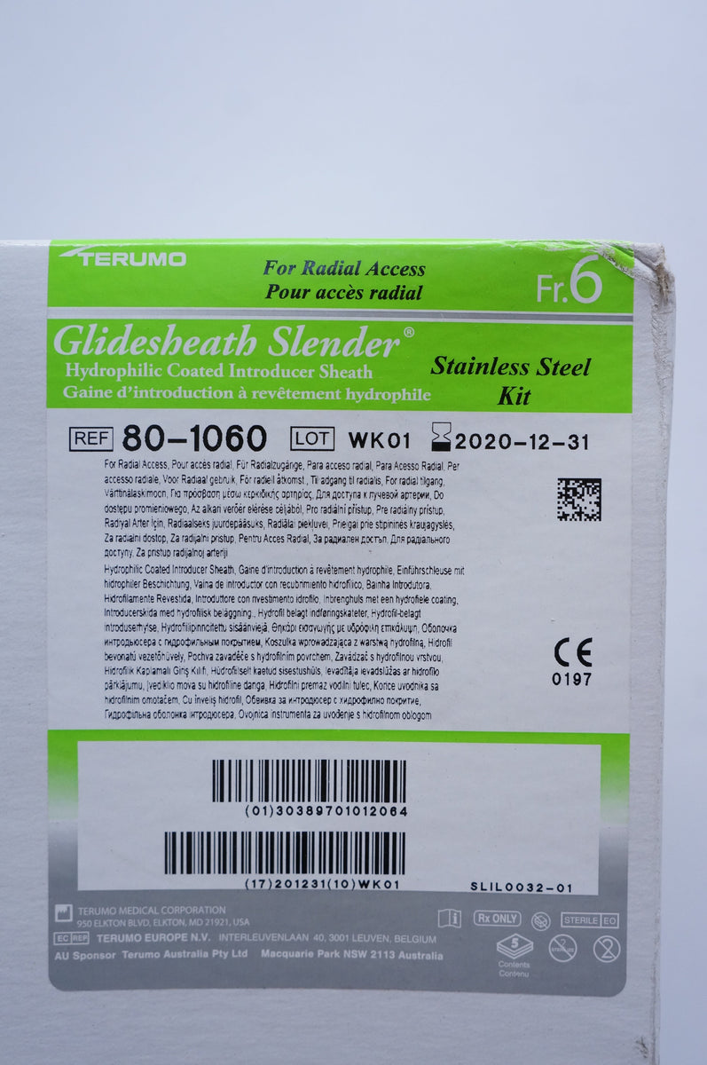 Terumo 80-1060 Glidesheath Slender Hydrophilic Coated 6Fr. - Box of 5 ...