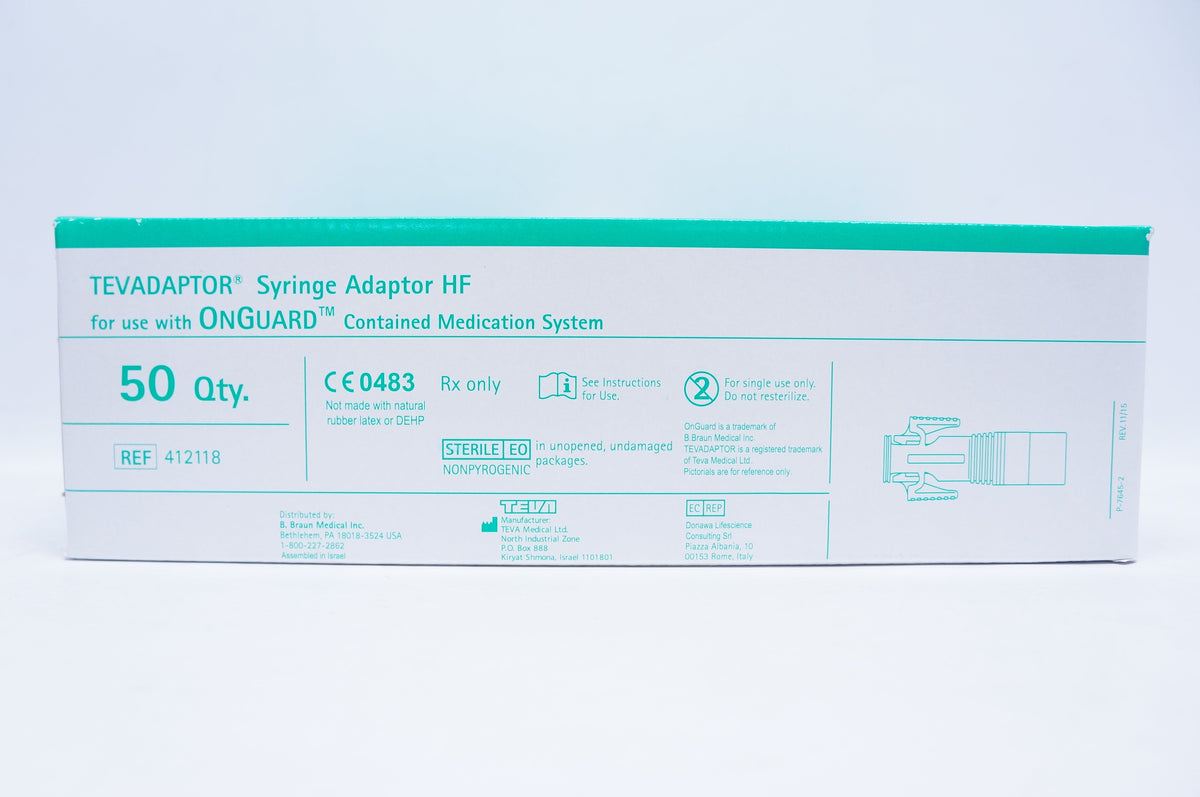 Braun 412118 TEVADAPTOR Syringe Adaptor HF - Box of 50 – Imedicsales