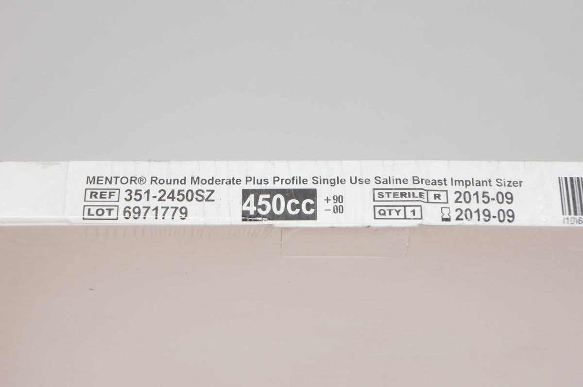 MENTOR 351-2450SZ Round Moderate Plus Profile Saline Breast Implant 45 ...