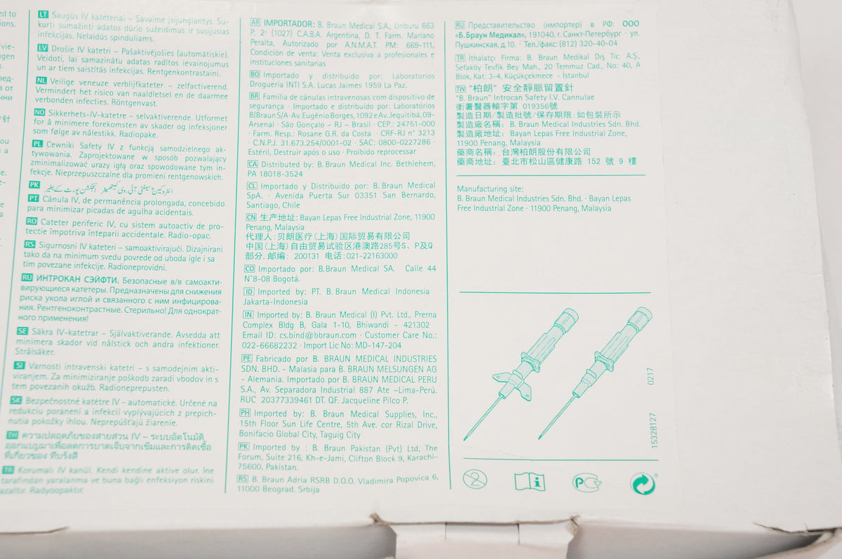 Braun 4252561-02 Introcan Safety IV Cath. 18G x 2-1/2inch - Box of 50 ...