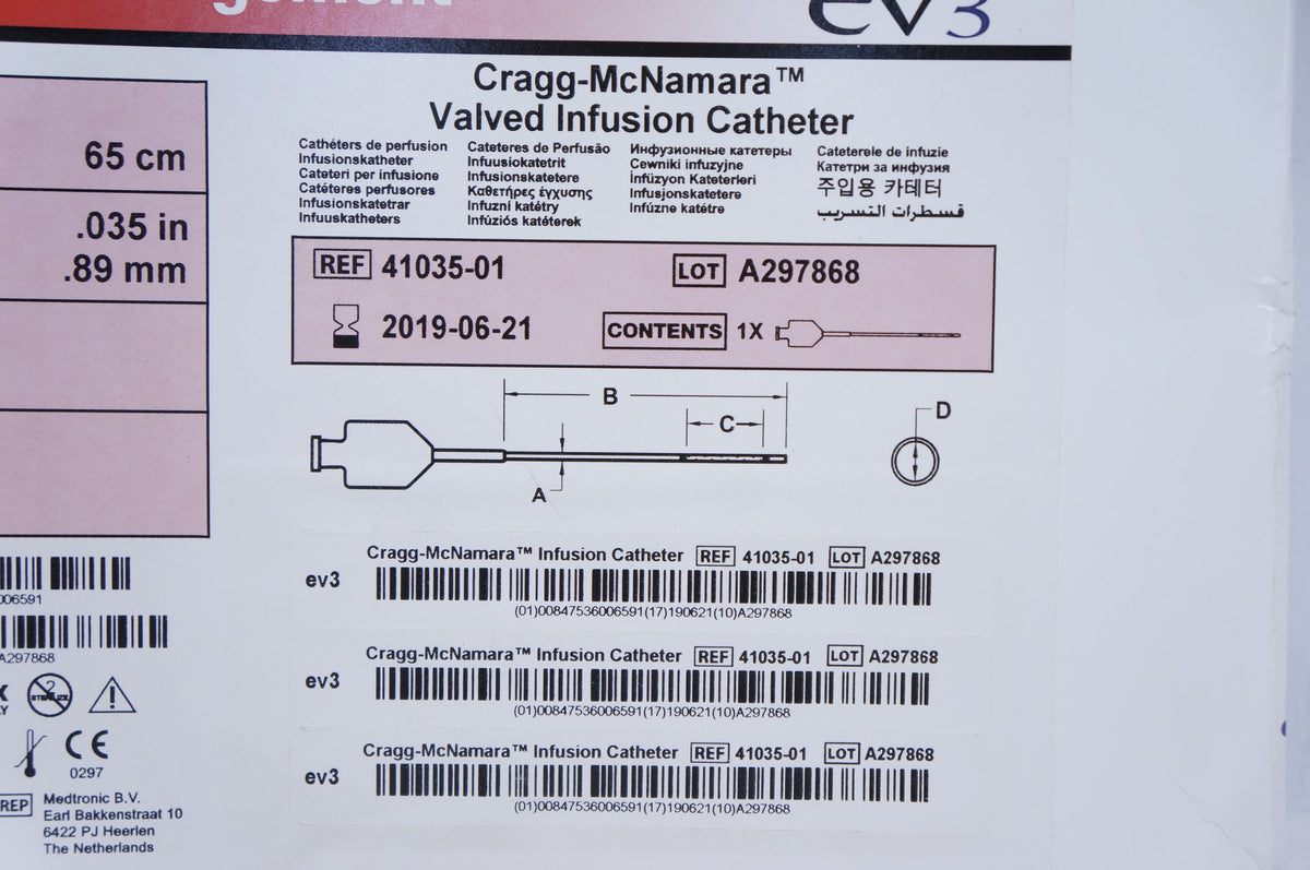 EV3 41035-01 Cragg-McNamara Valved Infusion Cath. 4F x 65cm x 10cm (x ...