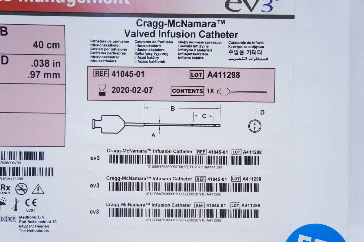 EV3 41045-01 Cragg-McNamara Valved Infusion Cath. 5F x 40cm x 20cm (x ...