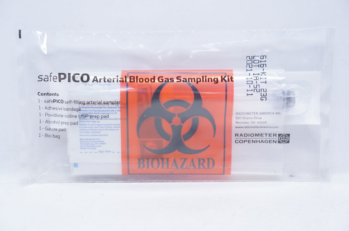 Radiometer 616 Safe Pico Arterial Blood Gas Sampling Kit 23G - Box of ...