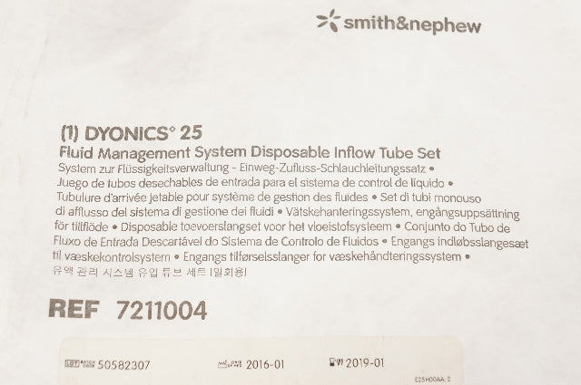 Smith&Nephew 7211004 DYONICS 25 Fluid Management System Inflow Tube Se ...