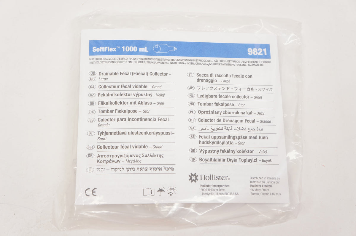 Hollister 9821 SoftFlex Drainable Fecal Collector 1000mL - Box of 10 ...