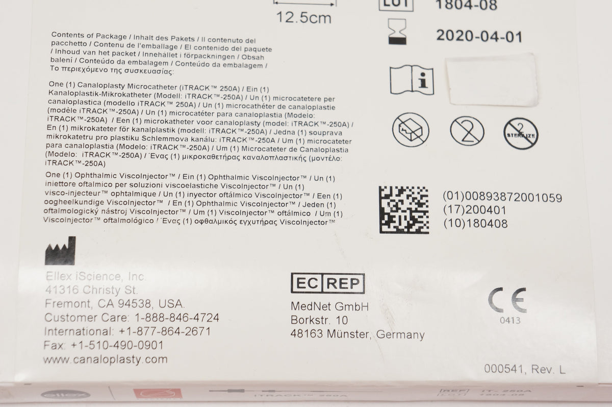 Ellex iT-250A ITrack 250A Canaloplasty Microcatheter Kit 12.5cm (x ...