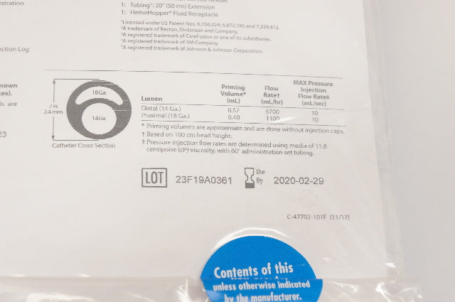 Teleflex CDC-47702-XP1A Two-Lumen Central Venous Cath. Kit 7Fr. (x ...