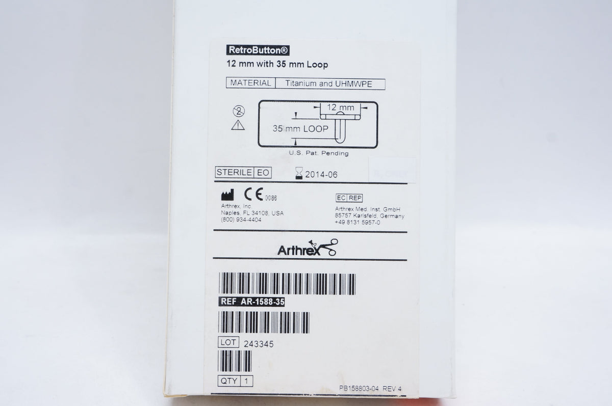 Arthrex AR-1588-35 RetroButton 12mm with 35mm Loop (x) – Imedicsales