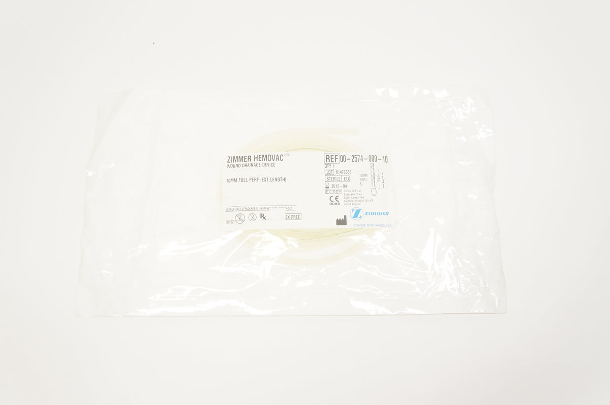 Zimmer 00-2574-000-10 Hemovac Wound Drainage Device 10mm Full Perf (x ...