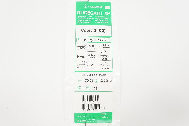 Terumo ZB5510GM Cobra 2 GlideCath XP Angiographic Cath. 5Fr. x 65cm (x ...