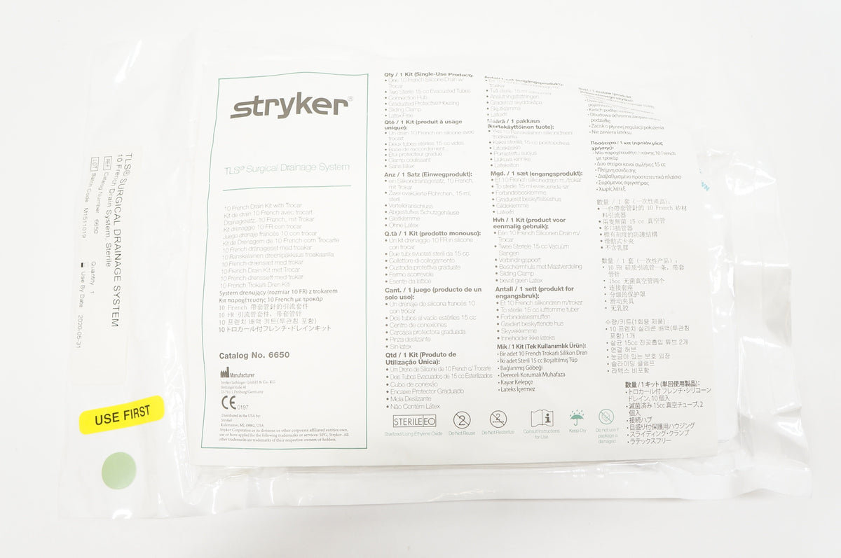 Stryker 6650 TLS Surgical Drainage System 10Fr. Drain Kit with Trocar ...