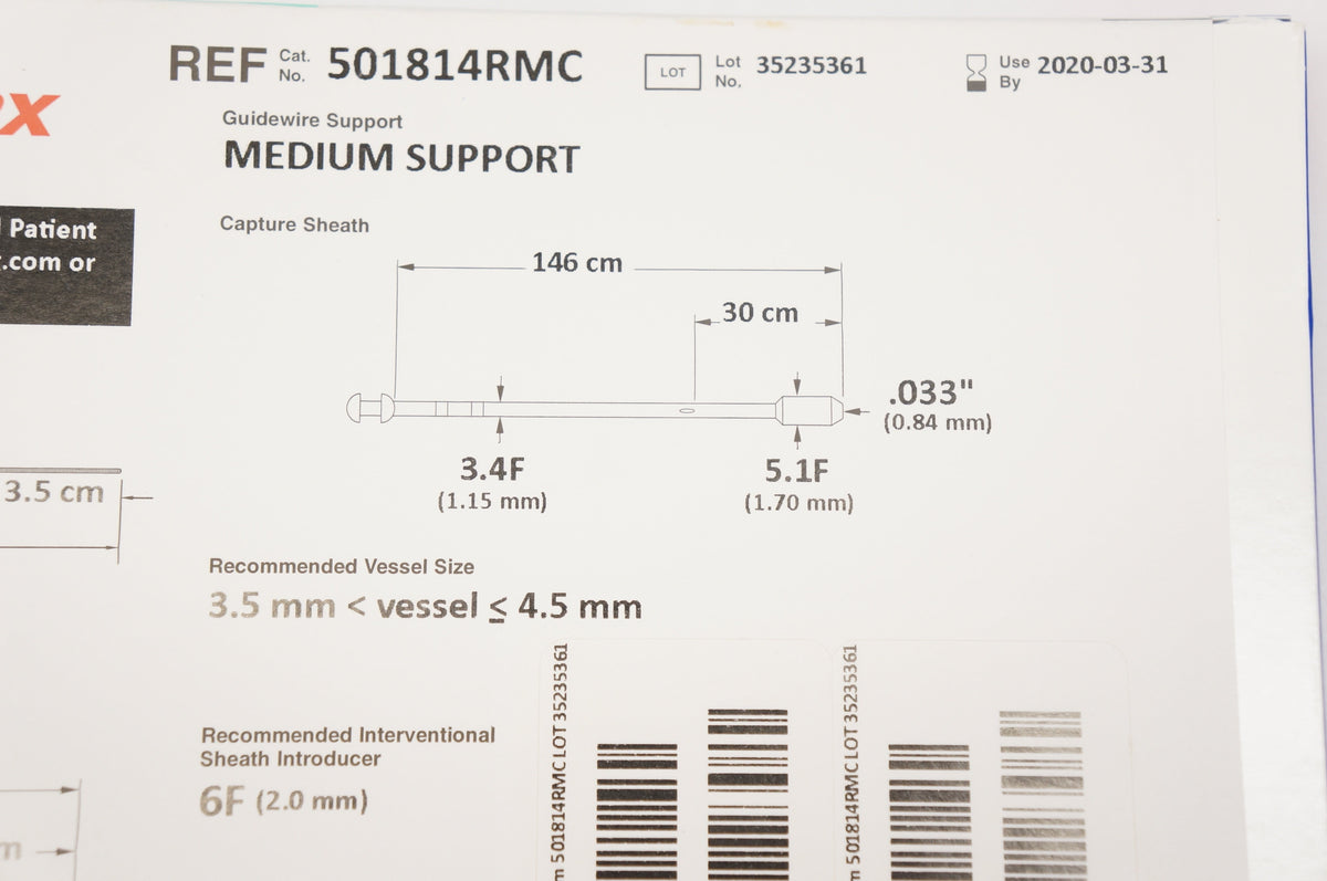 Cordis 501814RMC AngioGuard RX Emboli Capture Guidewire System 3.4F x ...