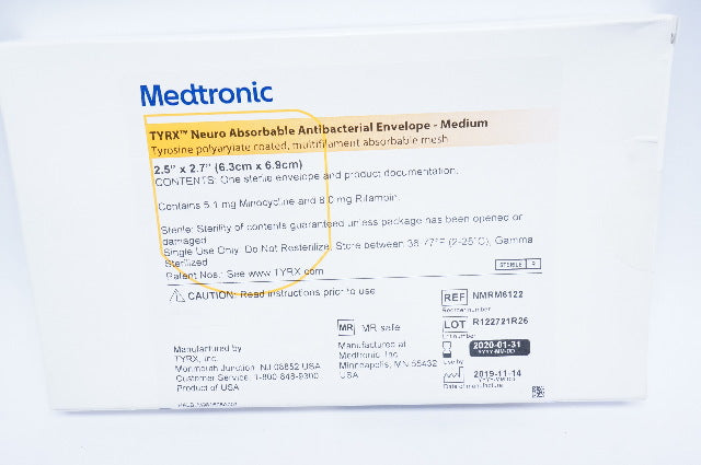 Medtronic NMRM6122 TYRX Neuro Absorbable Antibacterial Envelope -Mediu ...