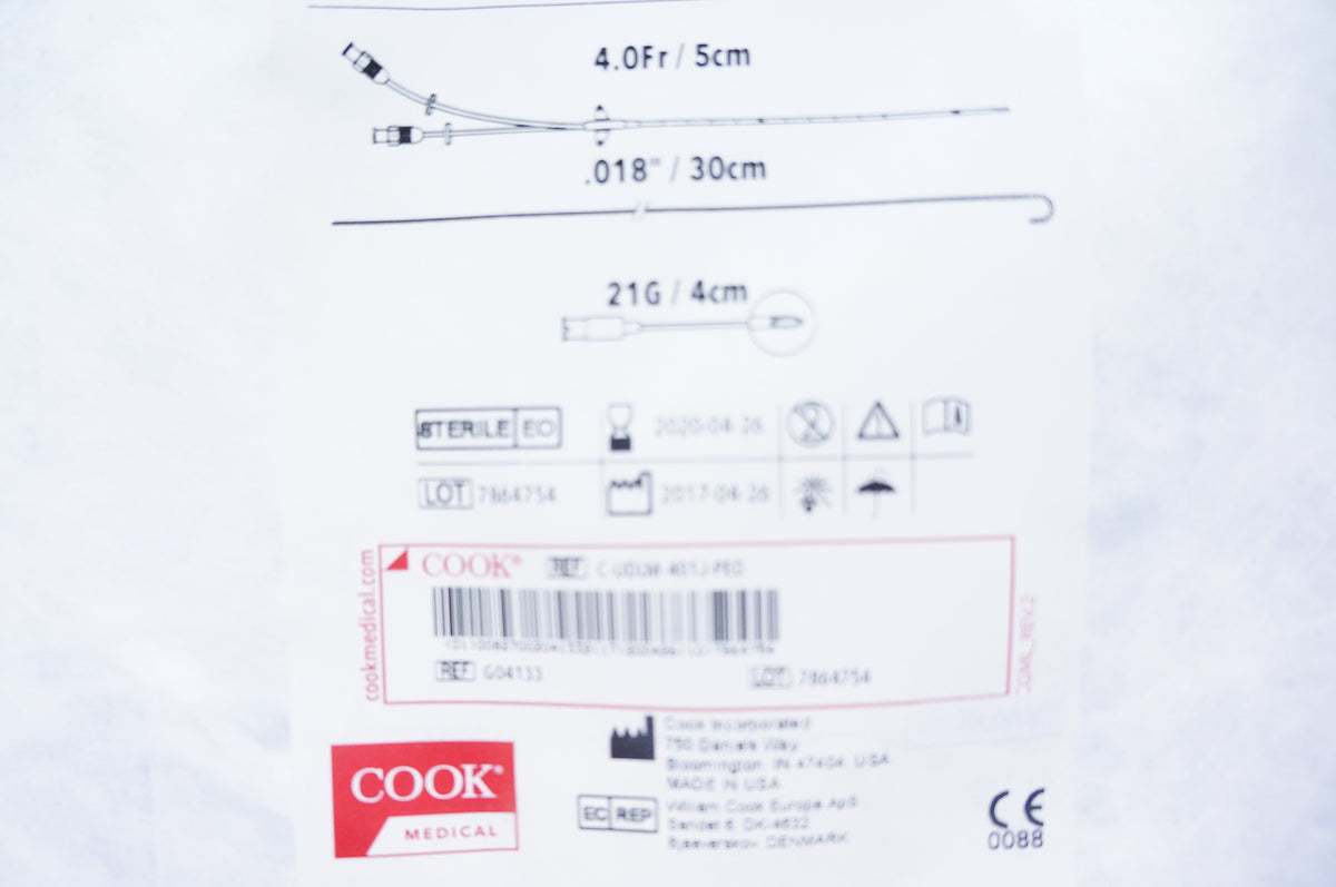 Cook G04133 Uncoated and Heparin-Coated Central Venous Catheters 4Fr/5 ...