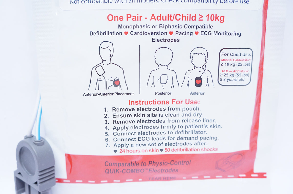 HeartSync T100LOAC-PHYSIO One Pair Adult/Child ECG Monitoring Electrod ...