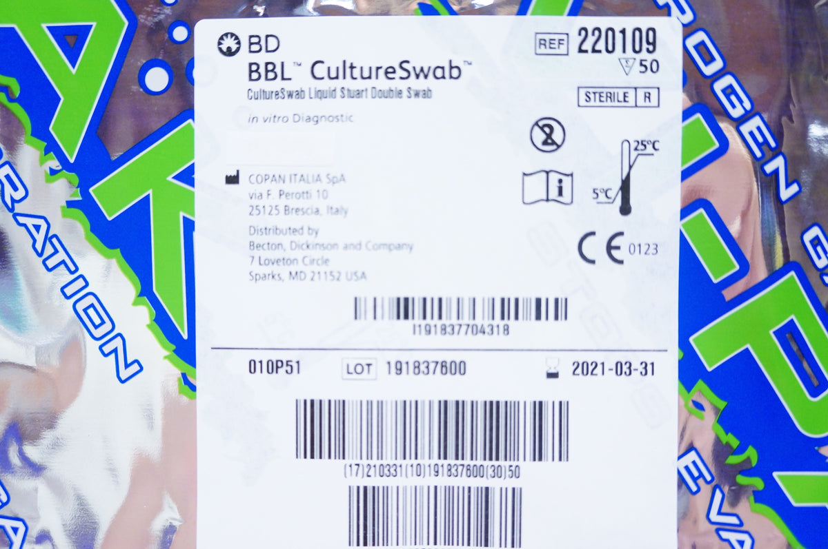 Copan 220109 BD BBL CultureSwab Liquid Stuart Double Swab - Box of 50 ...