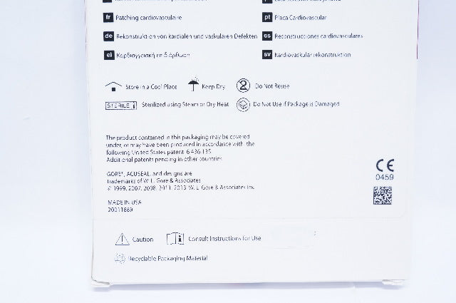 Gore 1CVX002 Acuseal Cardiovascular Patching 1.0cm x 9.0cm x 0.5mm (x ...