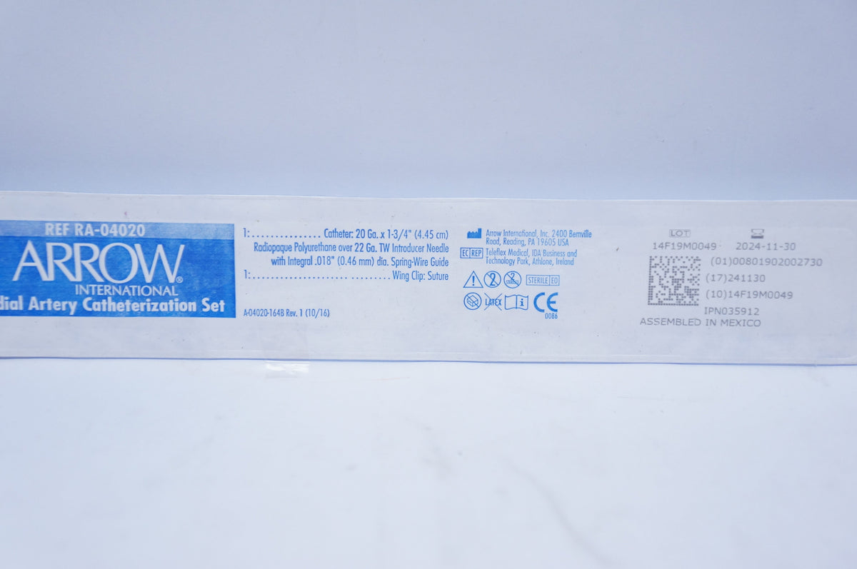 Arrow RA-04020 Radial Artery Catheterization Set 20ga x 4.45cm ...