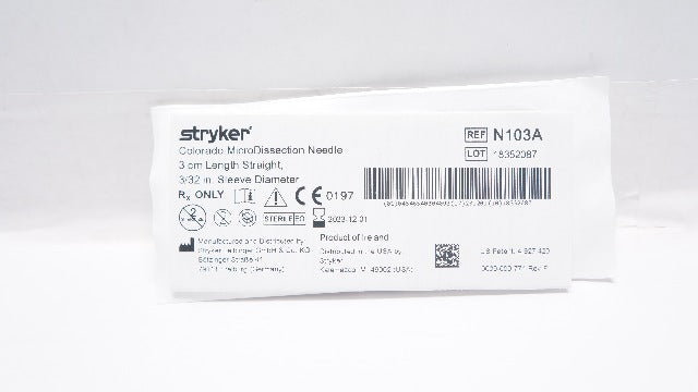 Stryker N103A Colorado MicroDissection Needle 3cm x 3/32inch Sleeve Di ...
