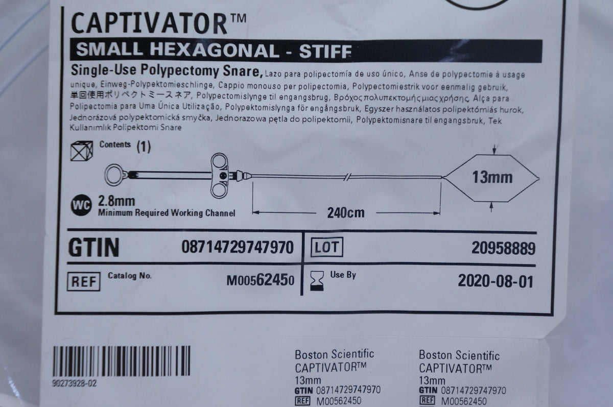 Boston Scientific 6245 Captivator Single-Use Polypectomy Snare Small 1 ...