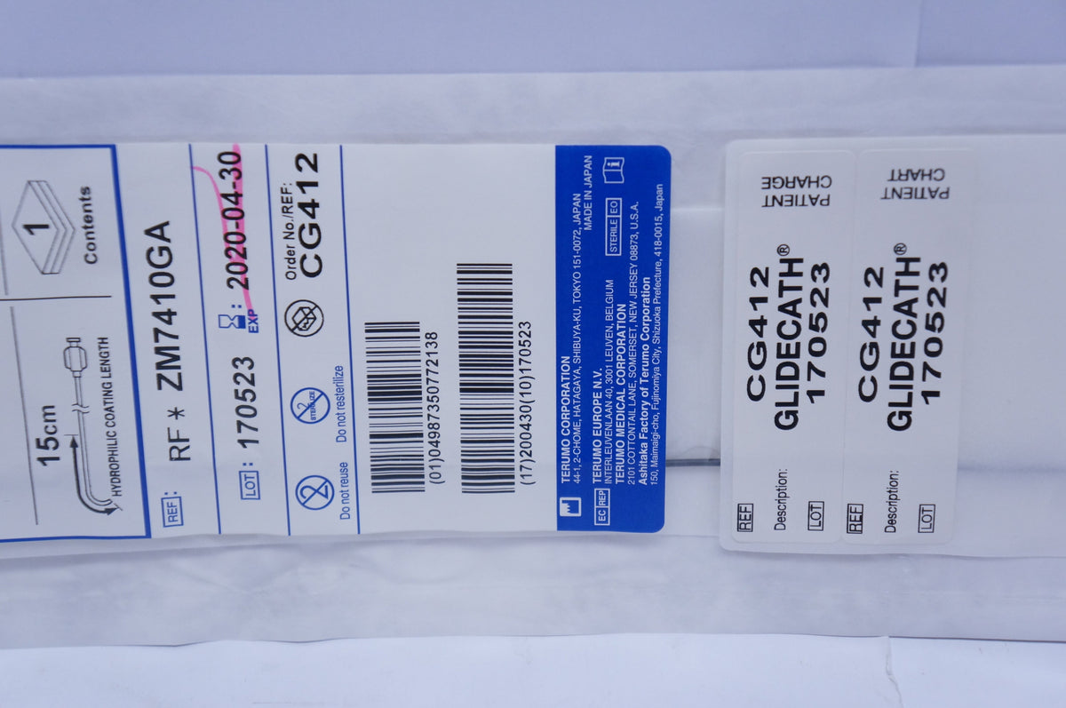 Terumo CG412 GlideCath Angiographic Cath., Straight, 4Fr. x 65cm (x ...