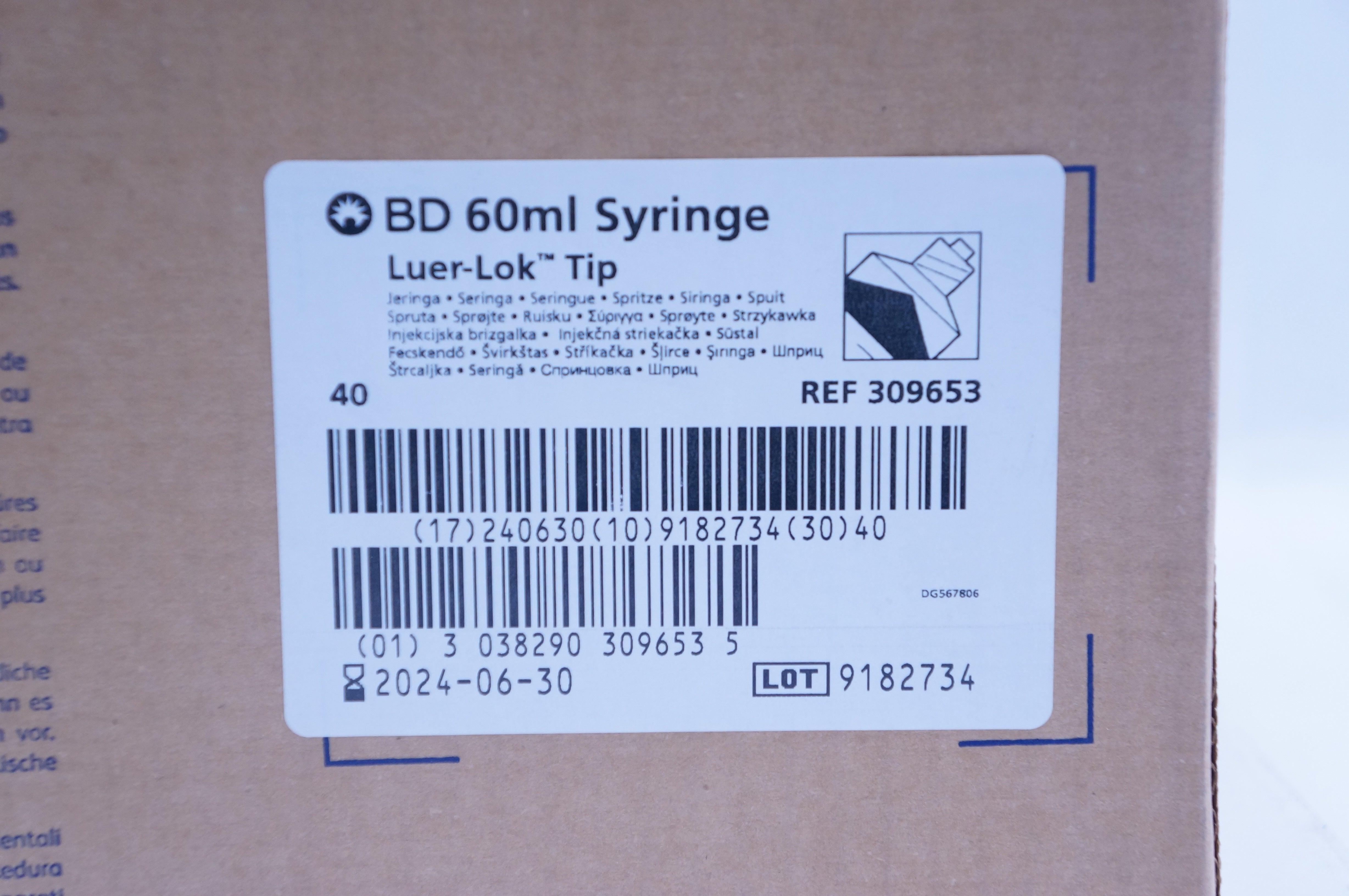 BD 309653 60ml Syringe Luer-Lok Tip - Case of 40 – Imedicsales