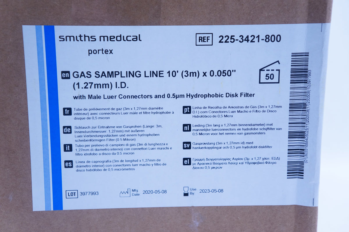 Smiths Medical 225-3421-800 Gas Sampling Line 10Fr x 0.050inch - Box o ...