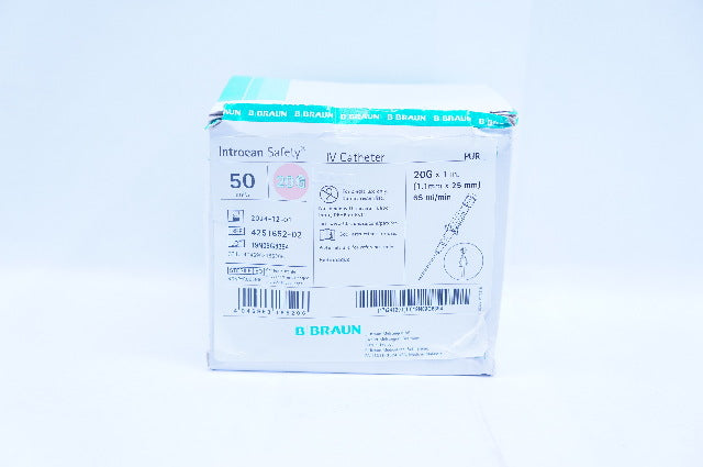 Braun 4251652-02 Introcan Safety IV Cath. 20G x 1inch, 65ml/min - Box – Imedicsales