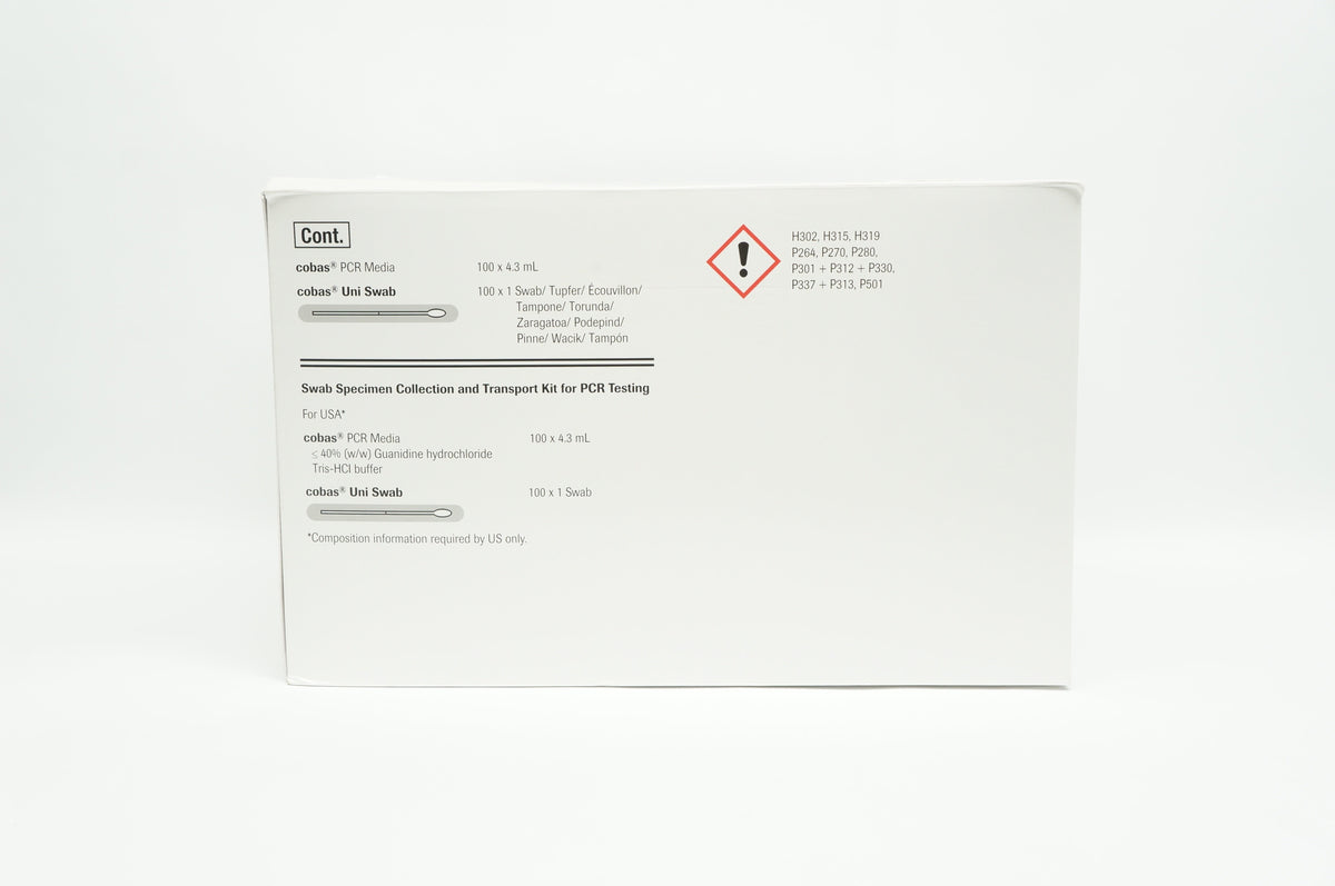 Cobas 07958030190 PCR Media Roche Uni Swab Sample Kit - Box of 100 ...