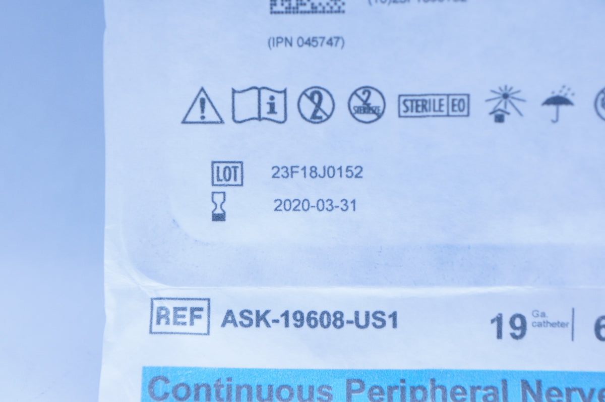 Arrow ASK-19608-US1 Continuous Periphersl Nerve Block Kit 19Ga x 60cm ...