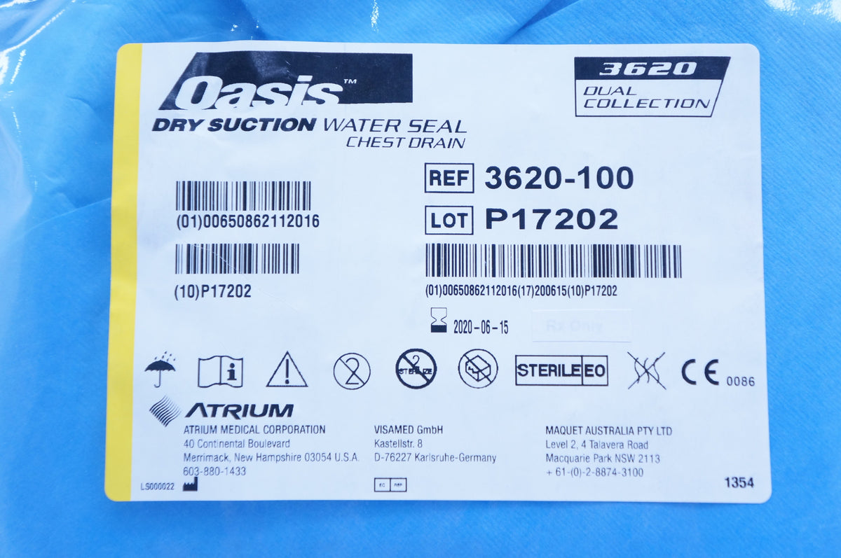 Atrium 3620-100 Oasis Dry Suction Water Seal Chest Drain (x) – Imedicsales