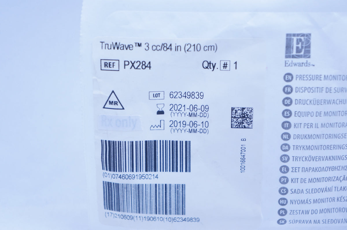Edwards Lifesciences Px284 Truwave Pressure Monitoring Set 3cc84inch