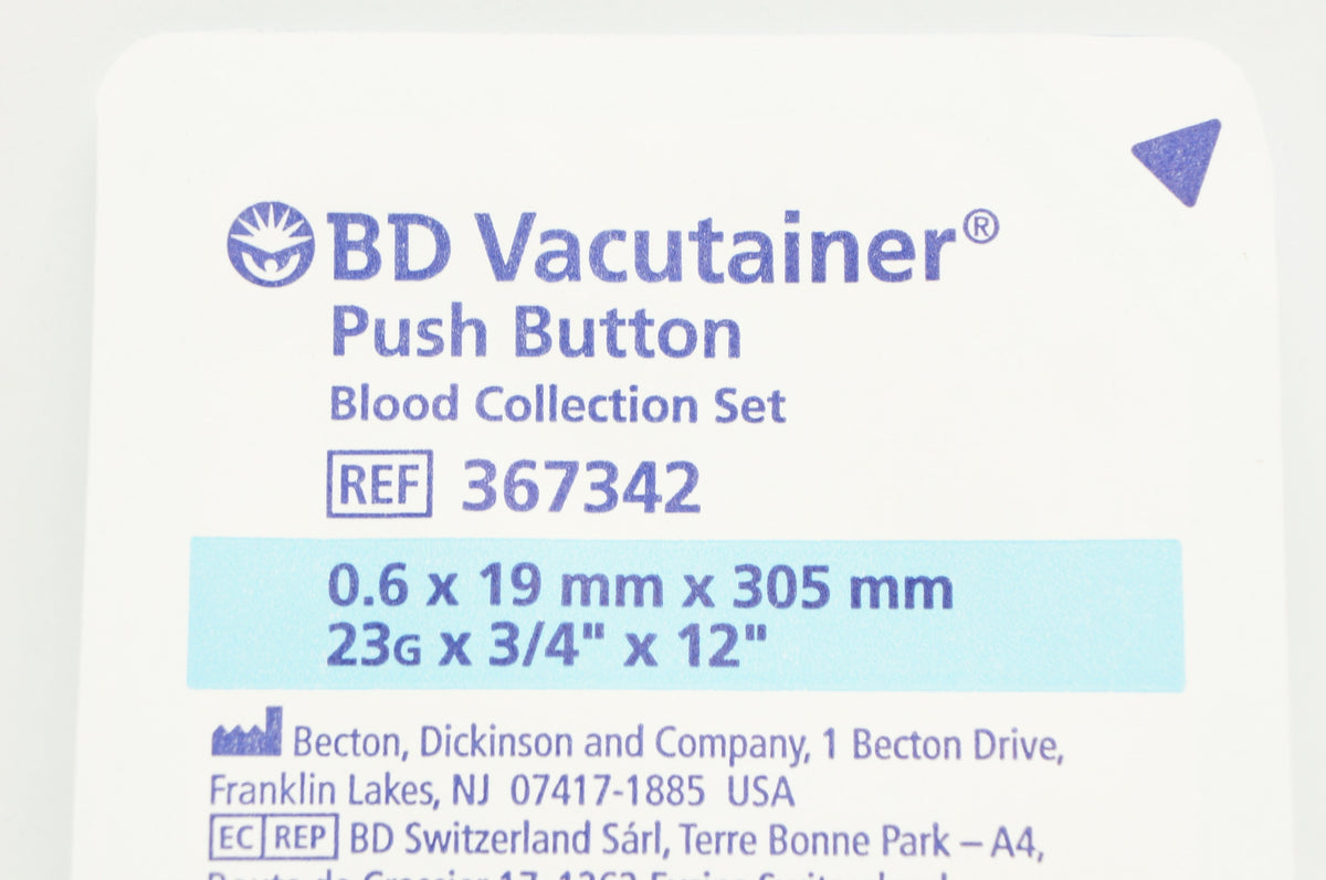 Becton 367342 BD Vacutainer Push Button Blood Collection Set 23G x 3/4 ...