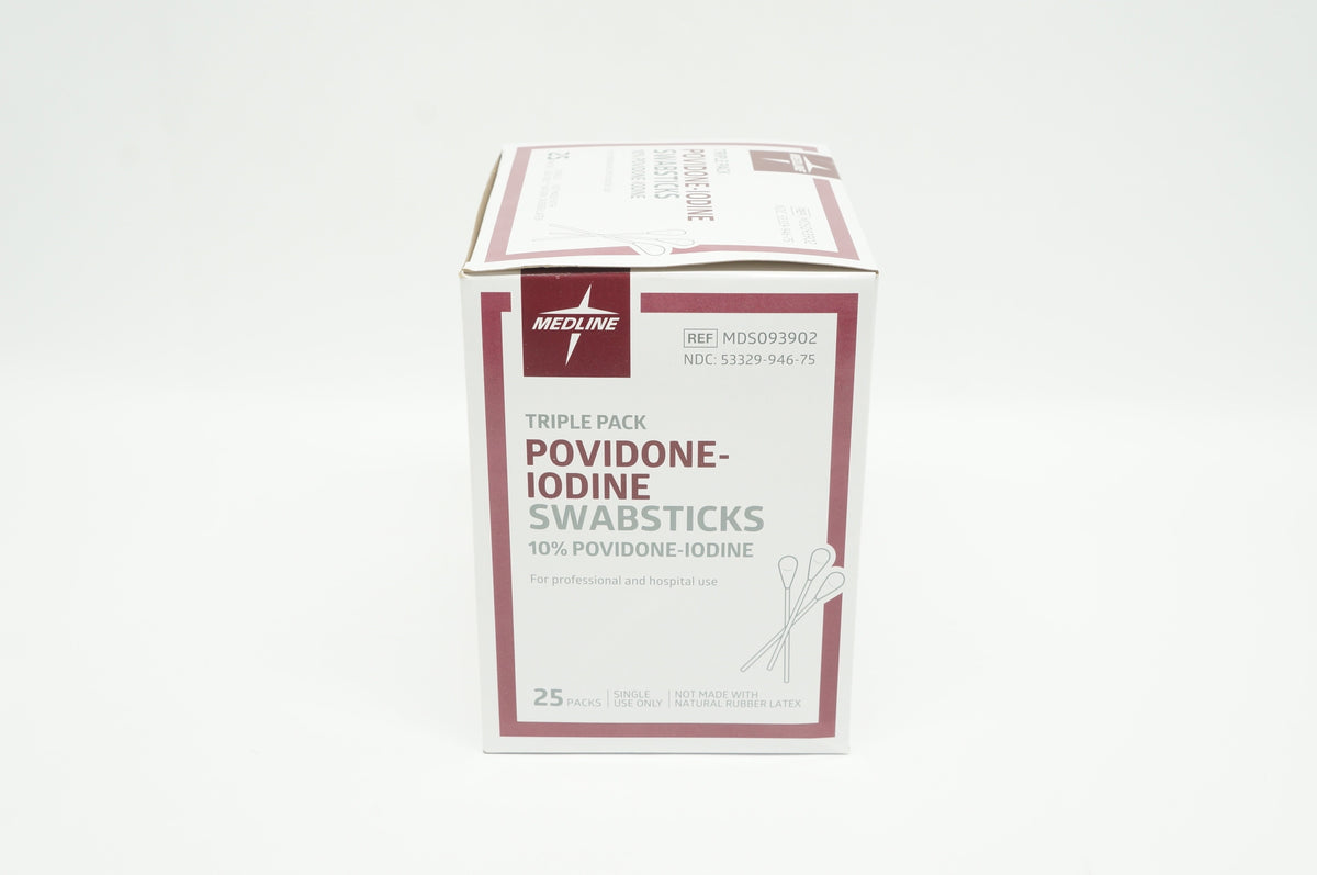 Medline MDS093902 Povidone-Iodine Swabsticks - Pack of 25 – Imedicsales