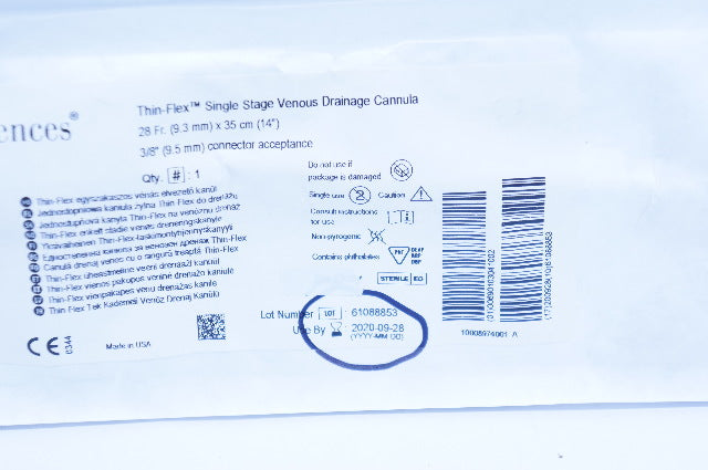 Edwards TF028L Thin-Flex Single Stage Venous Drainage Cannula 28Fr. x ...