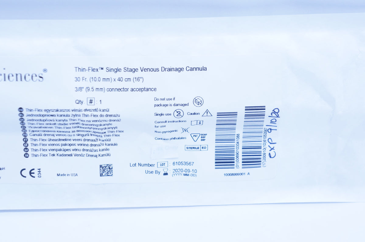 Edwards TF030L Thin-Flex Single Stage Venous Drainage Cannula 30Fr. x ...