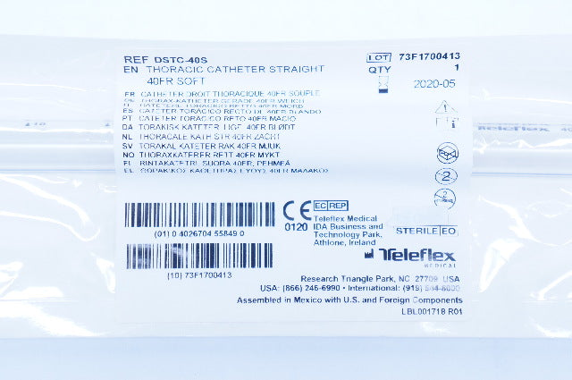 Teleflex DSTC-40S Thoracic Cath Straight 40 FR. Soft (x) – Imedicsales