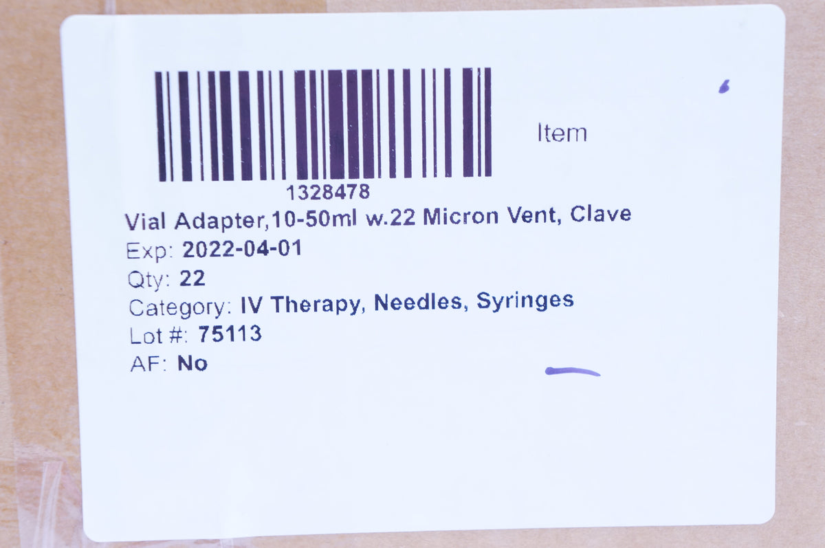 Vial Adapter, 10-50ml w.22 Micron Vent, Clave - Box of 22 – Imedicsales