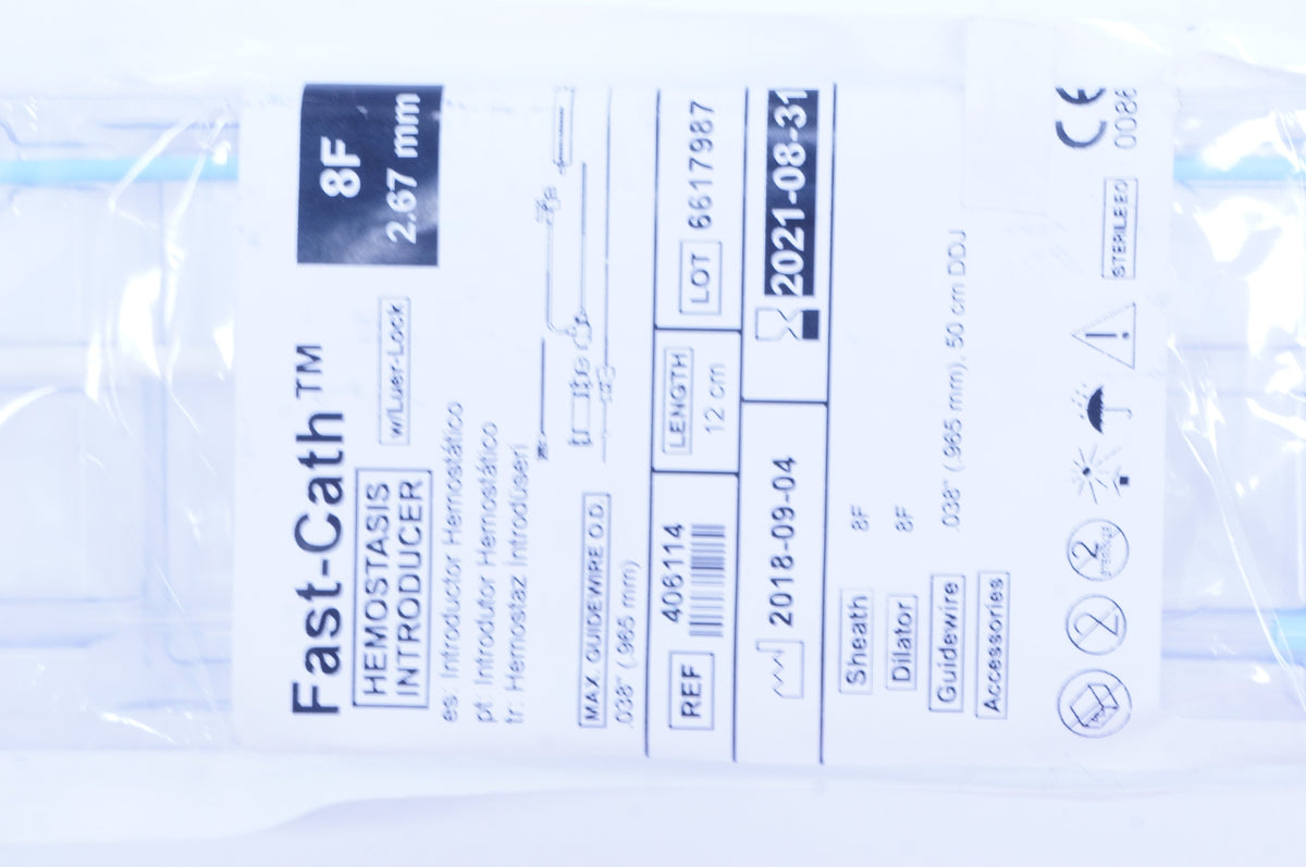 St. Jude Medical 406114 Fast-Cath Hemostasis Introducer w/ Luer-Lock 8 ...