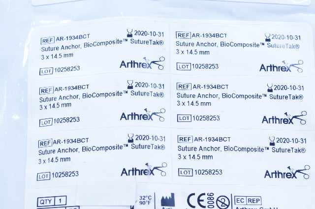 Arthrex AR-1934BCT BioComposite SutureTak Stre Anchor 3mm x 14.5mm (x ...