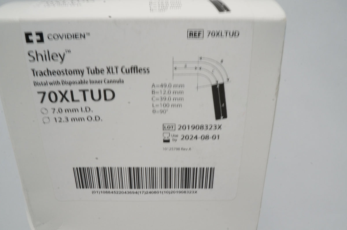 Covidien 70XLTUD Shiley Tracheostomy Tube XLT Cuffless 7.0mm x 12.3mm ...