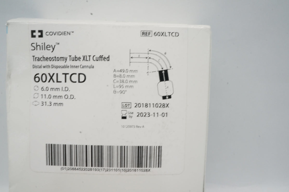 Covidien 60XLTCD Shiley Tracheostomy Tube XLT Cuffed 6.0mm x 11.0mm x ...