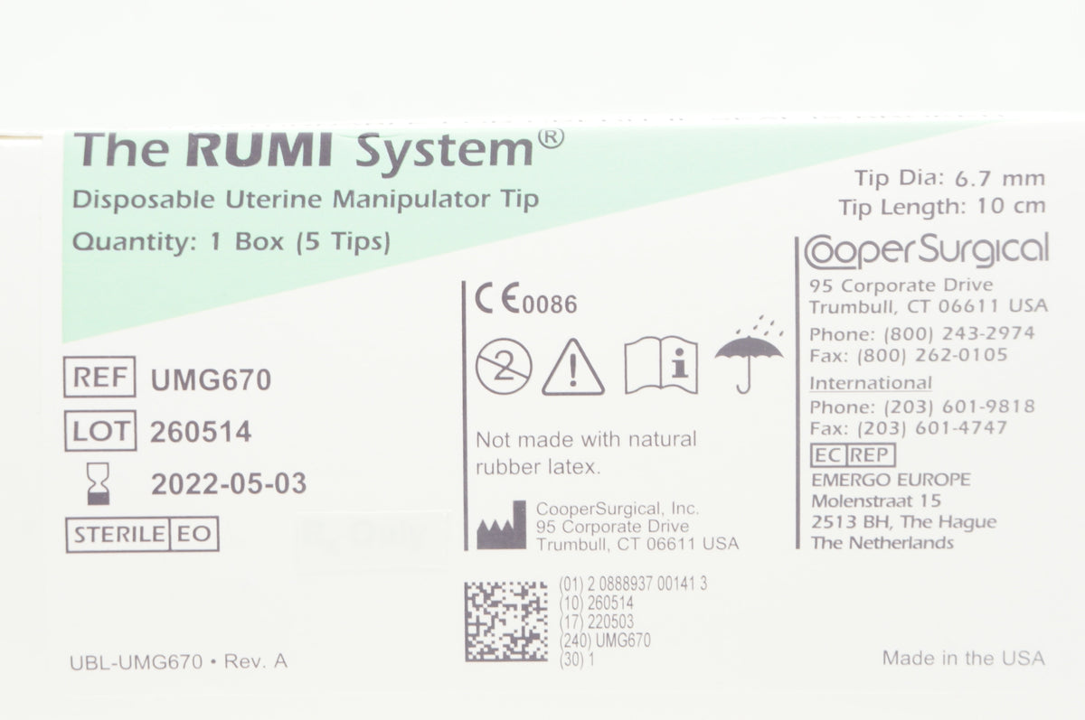 Cooper Surgical UMG670 RUMI System Disposable Uterine Manipulator 6.7m ...