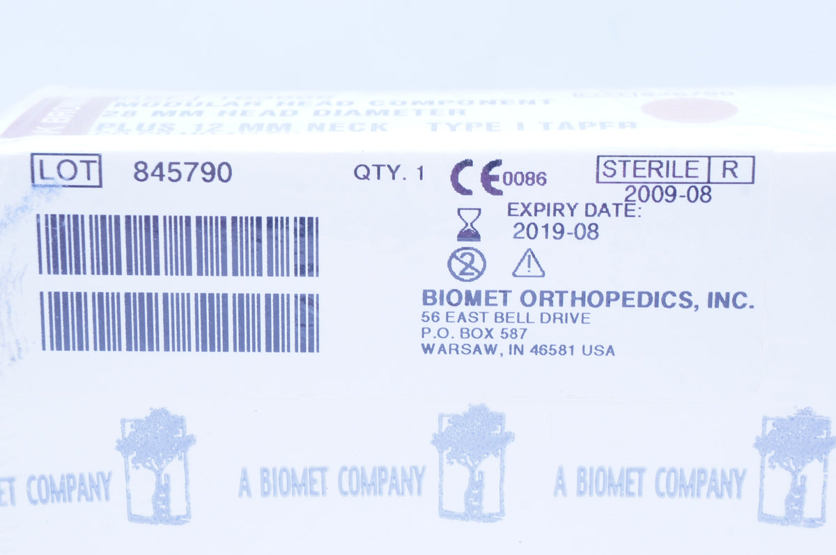 Biomet 163666 DK Brown Modular Head Component Type I Taper 28mm x 12mm ...