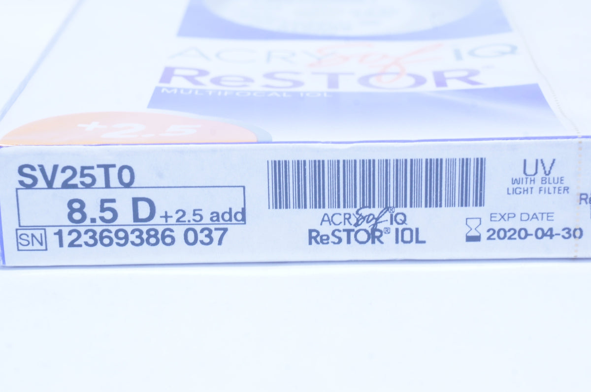 Alcon SV25TO ACRYSof IQ ReSTOR Multifocal IOL 8.5D + 2.5add (x ...