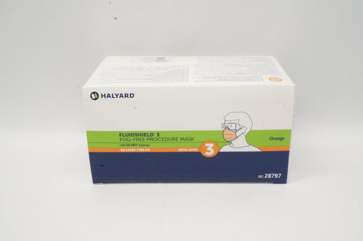 Halyard 28797 Fluidshield 3 Fog-Free Procedure Mask EN14683 Type II R ...