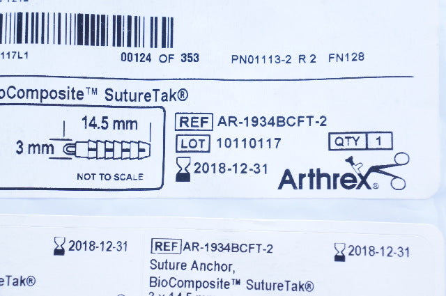 Arthrex AR-1934BCFT-2 Stre. Anchor, BioComposite StreTak 3mm x 14.5mm ...