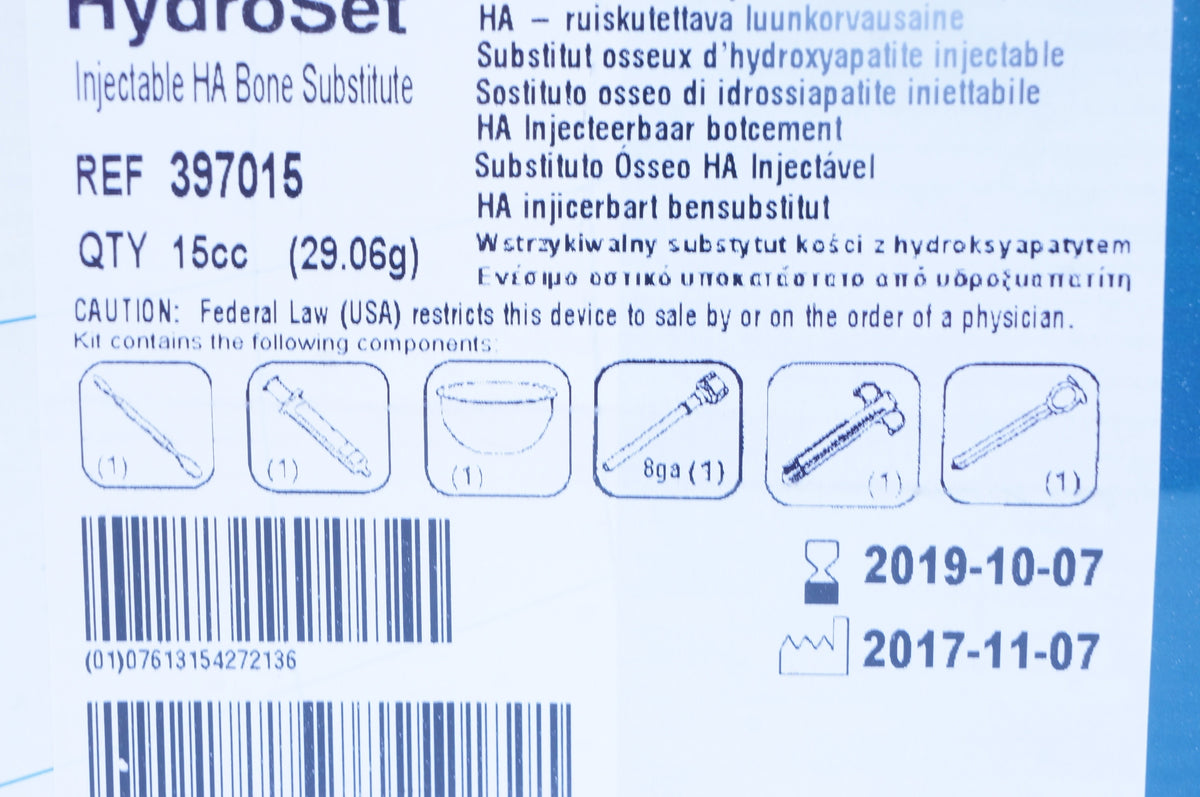 Stryker 397015 HydroSet Injectable HA Bone Substitute (x) - Box of 15c ...